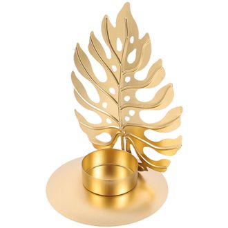 NUOBESTY Nordischer Kerzenst&auml;nder aus Robustem Eisen mit Goldenem Blattmotiv Eleganter Tischdekoration f&uuml;r Wohnzimmer Schlafzimmer und Festliche Anl&auml;sse Wie We