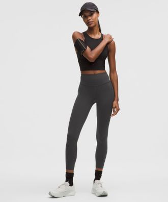 lululemon Fast and Free Leggings mit hohem Bund 5 Taschen f&uuml;r Frauen - 64 cm - Gr&ouml;&szlig;e 10 in Graphite Grey