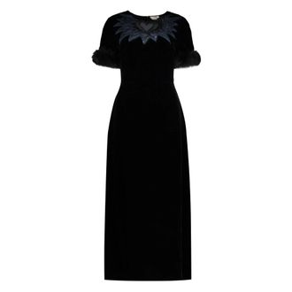 Fendi Samtkleid mit Fuchspelz-Applikation - - Dresses - Damen - Schwarzk - S