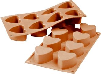 Silikomart | SF040 Silikonform für Einzelportionen HEART, antihaftbeschichtet, 6 Herzen, Packung mit 1 Kuchenform, Ø 60 h 35 mm, Made in Italy