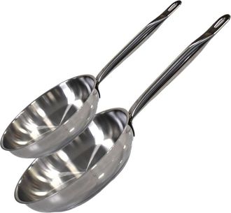 ELO Elo 9903450 Bratpfannen-Set, 28 cm und 32 cm, 2 Edelstahlpfannen, Edelstahl-K&uuml;chenpfanne, Bratpfanne aus Edelstahl, Bratpfanne, Bratpfanne, Edelstahl,