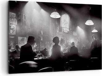 Arttor Wandbilder Dekoration Wohnzimmer Bar Retro Menschen Bilder auf Leinwand 120x80cm Leinwandbild Schlafzimmer K&uuml;che Deko Wand Kunstdruck Art Gro&szlig; XXL Wan