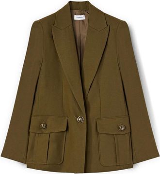 Motivi Femme, Vestes, Vert, Taille: 46 FR Blazer Militaire en Flanelle M&eacute;lange Laine
