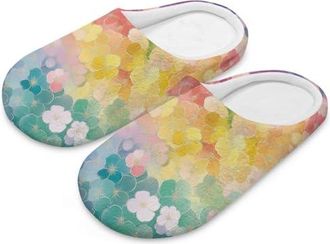 Coloranimal Chaussons de spa pour invit&eacute;s - Jetables et r&eacute;utilisables - Antid&eacute;rapants - Bout ferm&eacute;, Fleurs de cerisier aquarelle arc-en-ciel, 38.5/39.5 EU