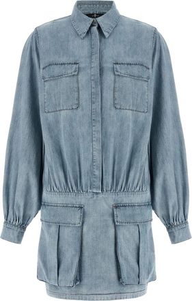 7 For All Mankind Femme, Robes, Bleu, Taille: 40 FR Utility Cotton Denim Mini Dress