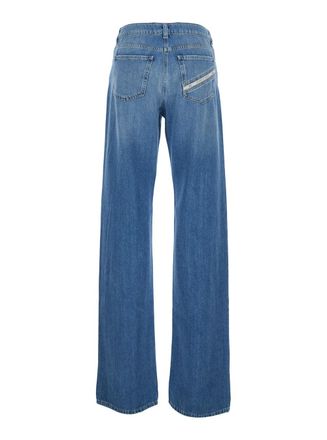 Elisabetta Franchi Womens Palazzo Jeans Light Blue Cotton