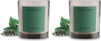 Jean & Len Scented Candle Green Tea & Citrus, hergestellt mit Sheabutter, Brenndauer ca. 40 Stunden, minimalistisches Design, frischer Duft, vegan, 195 g (Packun