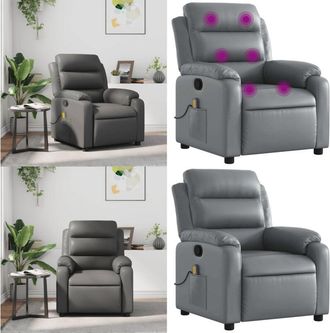 vidaXL Massagesessel Grau Kunstleder - Massage Stuhl - Relaxstuhl - TV-Sessel - Ecksofa - Wohnzimmersofa - Home & Living