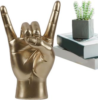 Generic Rock On Hand Sculpture - Moderne Harz Finger Statue, K&uuml;nstlerische Gesture Ornament, Expressive In Liebe You Symbol Display, glatt geschnitzt + zeitge