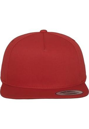 Flexfit Casquette de Baseball Classic 5 Snapback, pour Homme et Femme, Taille Unique, Fermoir Boutons-Pression R&eacute;glable au Dos, Visi&egrave;re Plate, 100% Coton, Red