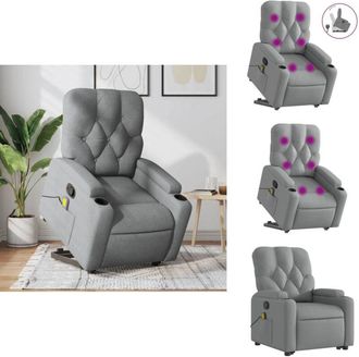 vidaXL Massagesessel mit Aufstehhilfe Hellgrau Stoff - Massage Sessel - Elektrischer Liftstuhl - Relaxsessel - Fernsehsessel - Bequeme Lounge Chair