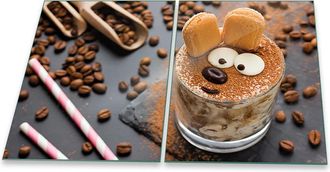 Decorwelt | Herdabdeckplatten 2x40x52 cm 2-Teilig Kaffee Braun Ceranfeldabdeckung Universal Spritzschutz Glas Deko Elektroherd Induktion für Kochplatten Herdsch