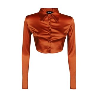 GCDS Gek&uuml;rztes Langarmshirt Polyester Elasthan - - Blouses & Shirts - Damen - Orange - XS