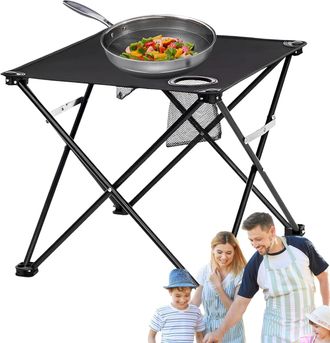 Generico Campingtisch, faltbar, Reisetisch mit 2 Getr&auml;nkehaltern, Campingzubeh&ouml;r, tragbarer Schreibtisch f&uuml;r Outdoor, Reisen, Esszimmer, Garten, Strand, Zuhaus