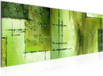 Runa Art Bilder Abstrakt 120 x 40 cm 3 Teilig Wandbild auf Vlies Leinwand Grün Weiss Mehrteilig Modern 100933c