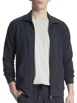 CALIDA Remix Basic Lounge Jacke Herren, durchgänginger Reißverschluss und seitliche Taschen