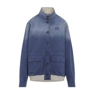 Miu Miu Old Washed Twill Blouson - - Jackets - Damen - Blau - M