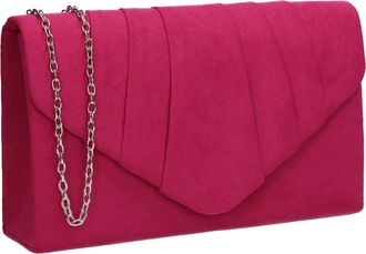 Swankyswans Iggy Clutch für Damen, Veloursleder, mit Umschlag, Rosa (Fuchsia), 5x13x22 cm (W x H x L)