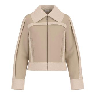 Guess Femme, Vestes, Beige, Taille: 36 FR Faux Shearling Jacket