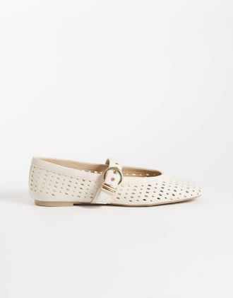 Dolce Vita Mikel - Wildleder-Ballerinas in Cremewei&szlig; mit Laserschnitt-Design-Neutral