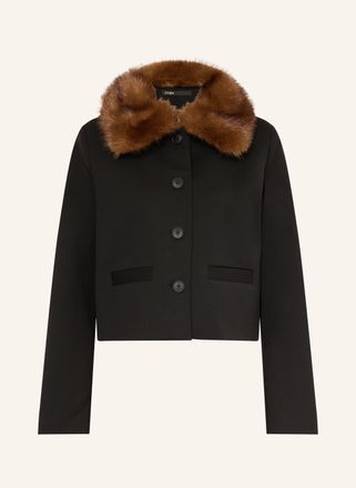 Maje Kastenjacke Mit Kunstfell schwarz