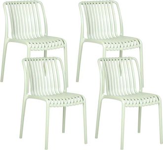 Beliani St&uuml;hle 4er Set in Hellgrau aus Kunststoff f&uuml;r Innen- und Au&szlig;enbereich Geeignet Moderner Stil Plastik Gartenst&uuml;hle f&uuml;r Garten Terrasse Esszimmer