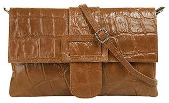 Cluty Pochette Damen echt Leder | Made in Italy | Pochette avec imprim&eacute; serpent | Sac &agrave; main 2en1 avec dragonne | Sac de f&ecirc;te &eacute;l&eacute;gant 020455