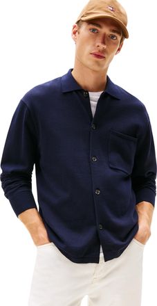 Tommy Hilfiger Herren Hemd Essential Over Shirt aus Baumwolle, Blau (Desert Sky), L