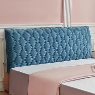 Generic Samtgesteppte Bettkopfteil Bezug Dicke, staubdichte Kopfteil Bezug Gepolsterte Schutzh&uuml;lle f&uuml;r Schlafzimmer Blau Gesamtl&auml;nge: 130 cm (51 Zoll)