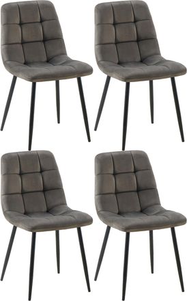 Clp Esszimmerstühle 4er Set Samt Asti, Bequeme Küchenstühle gepolstert, Polsterstühle Esszimmer mit Rückenlehne, bis 150 kg belastbar, Farbe:anthrazit