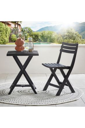 ambia GARDEN Gartenklapptisch, Anthrazit, Kunststoff, rechteckig, 50x47x65 cm, Made in Italy, klappbar, Gartenm&ouml;bel, Gartentische, Klapptische