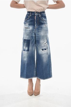 Dsquared2 Jeans PAGE aus Stretch-Denim mit weitem Bein 32cm Gr&ouml;&szlig;e 34
