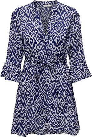 Only Damen Onlclemmentine Life Dress WVN Noos Zartes Kleid Mit V-Ausschnitt Und 3/4 &Auml;rmeln, Ombre Blue, X-Small