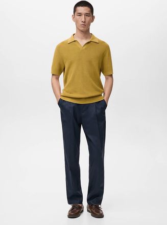 Mango Polo maille coton structur&eacute; curry - Homme - XXL - MANGO MAN