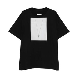 Maison Margiela Homme, Tops, Noir, Taille: S T-shirt imprim&eacute; cl&eacute;