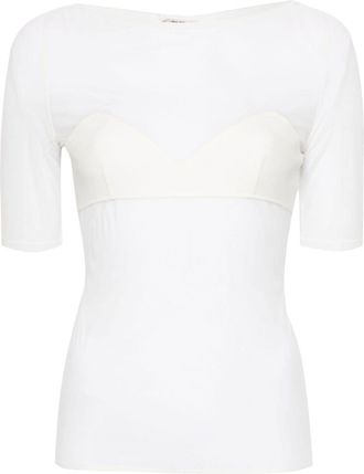 Nensi Dojaka Jersey-T-Shirt mit Triangel-BH - Weiß