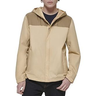 Tommy Hilfiger Lightweight Breathable Waterproof Hooded Rain Jacket Imperm&eacute;able, Marron Clair/Kaki, M Homme