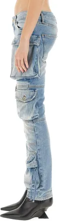The Attico Cotton Denim Cargo Jeans - Blue