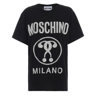 Moschino Milano - Schwarzes T-shirt Mit Doppeltem Fragezeichen-logo