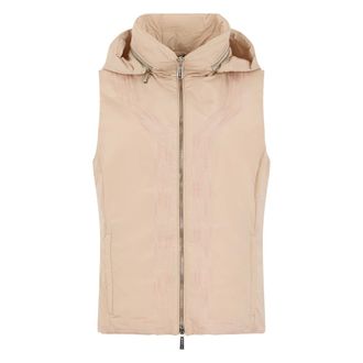 Moorer Gilet &agrave; capuche avec fermeture &eacute;clair - Femme - Vestes - Beige - Taille: 36 FR