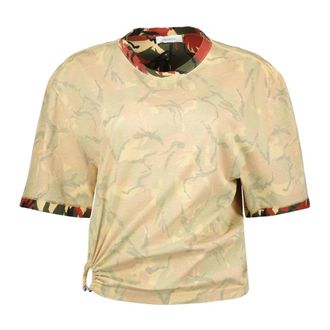Paco Rabanne Camouflage Print Piercing T-Shirt - - Tops - Damen - Beige - L