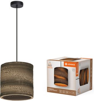 Ledvance Pendelleuchte Decor Cardboard Cylinder braun aus Wellpappe, E27, 250 mm Durchmesser, Leuchtenschirm aus recyceltem Material, nachhaltig durch austausc