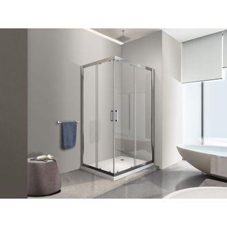 Nala Nala - Douche de 6 mm angulaire rectangulaire avec profil chrom&eacute; (receveur non inclu) - 70 x 90