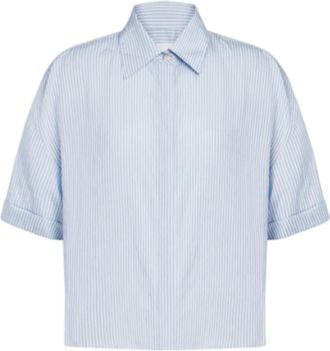 Dondup Femme, Blouses et Chemises, Bleu, Taille: 42 FR Chemise Ray&eacute;e En Viscose Coupe Carr&eacute;e