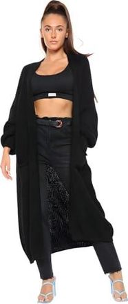 Janisramone Femmes Chunky Tricoté Maxi Cardigan Dames Surdimensionné Ballon Manche Chaud Longue Sauteur Chandail