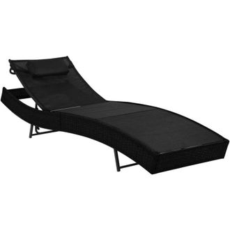 vidaXL Sonnenliege mit Kissen Poly-Rattan Schwarz vidaXL