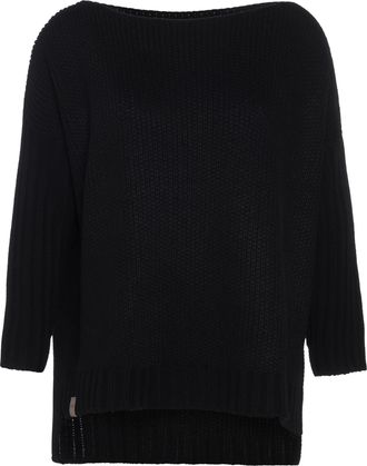 Knit Factory Kylie Damen Pullover - Strickpullover - F&auml;llt locker und weit - Mit breiteren Kopfausschnitt - Schwarz - 46/54