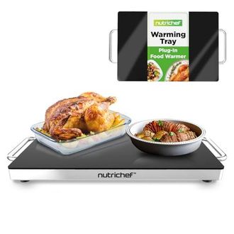 Nutrichef NutriChef Warmhalteplatte Elektrisch - 41,9 x 27,9 cm Glas-Kochplatte mit Griffen f&uuml;r Speisen, F&uuml;r Buffet, K&uuml;che, Party & Catering-Einsatz