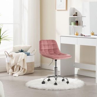 Woltu B&uuml;rostuhl mit R&uuml;ckenlehne, Sitzhocker ergonomisch, Arbeitshocker 360&deg; drehbar, h&ouml;henverstellbar, Drehstuhl mit Rollen, B&uuml;rohocker Samt, Hellgrau