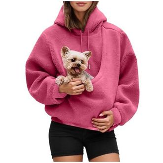 Generic Sweat à capuche avec poche kangourou pour animal de compagnie avec poche pour chat - Pull dhiver en polaire chaude et pelucheuse à manches longues - P